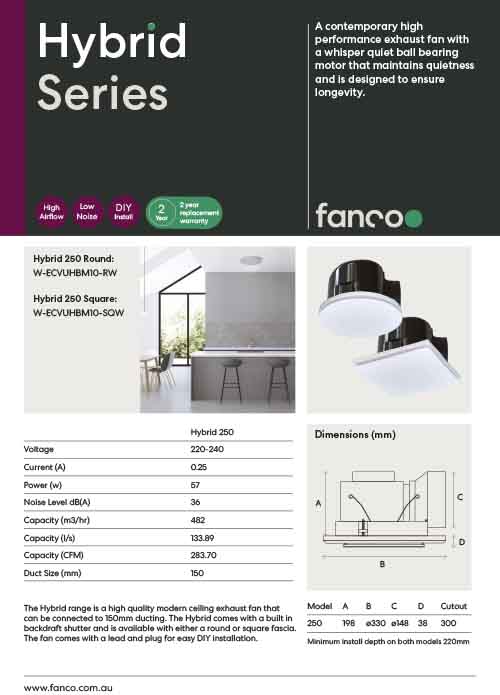 Exhaust Fan Spec Sheets - Fanco