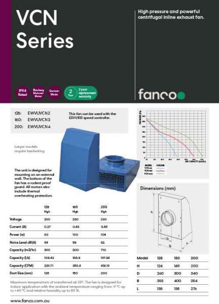 Exhaust Fan Spec Sheets - Fanco
