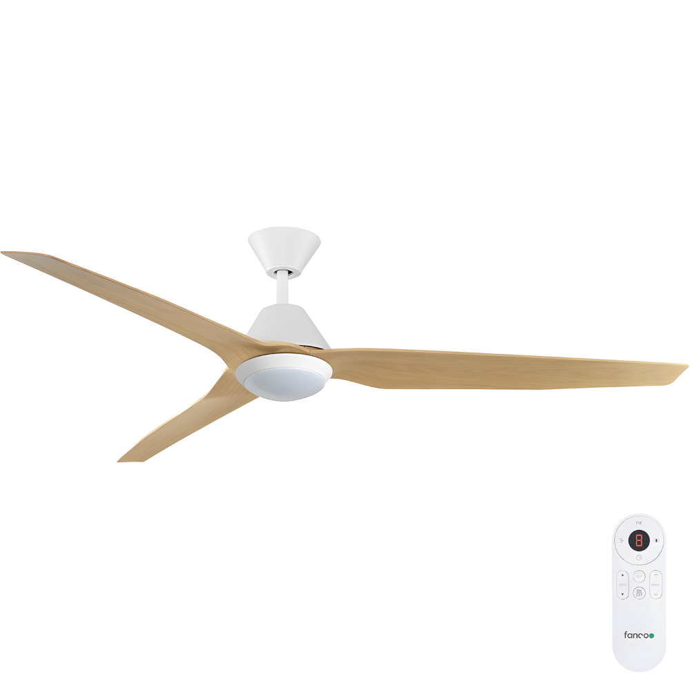 Infinity iD DC Ceiling Fan with CCT LED Light - 64" Beechwood
